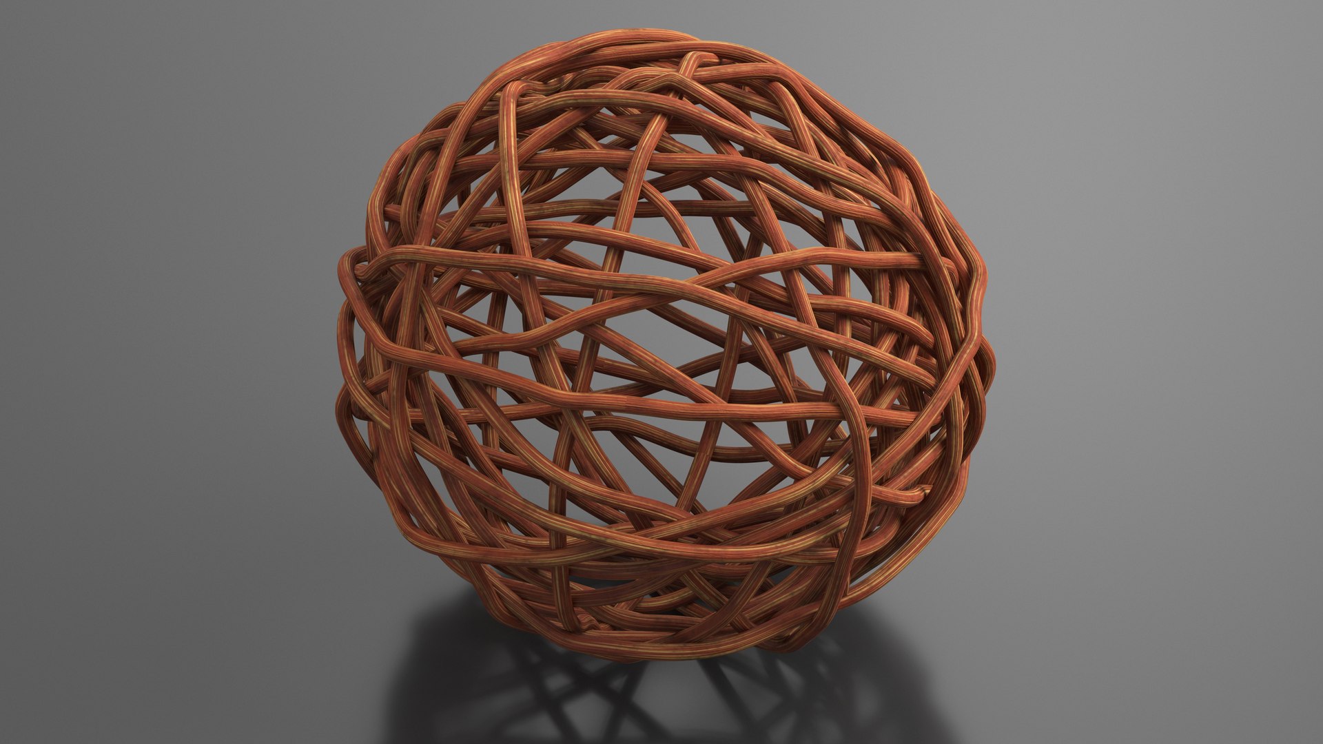 Wood Twig Rattan Wicker Ball Brown Model - TurboSquid 2078182