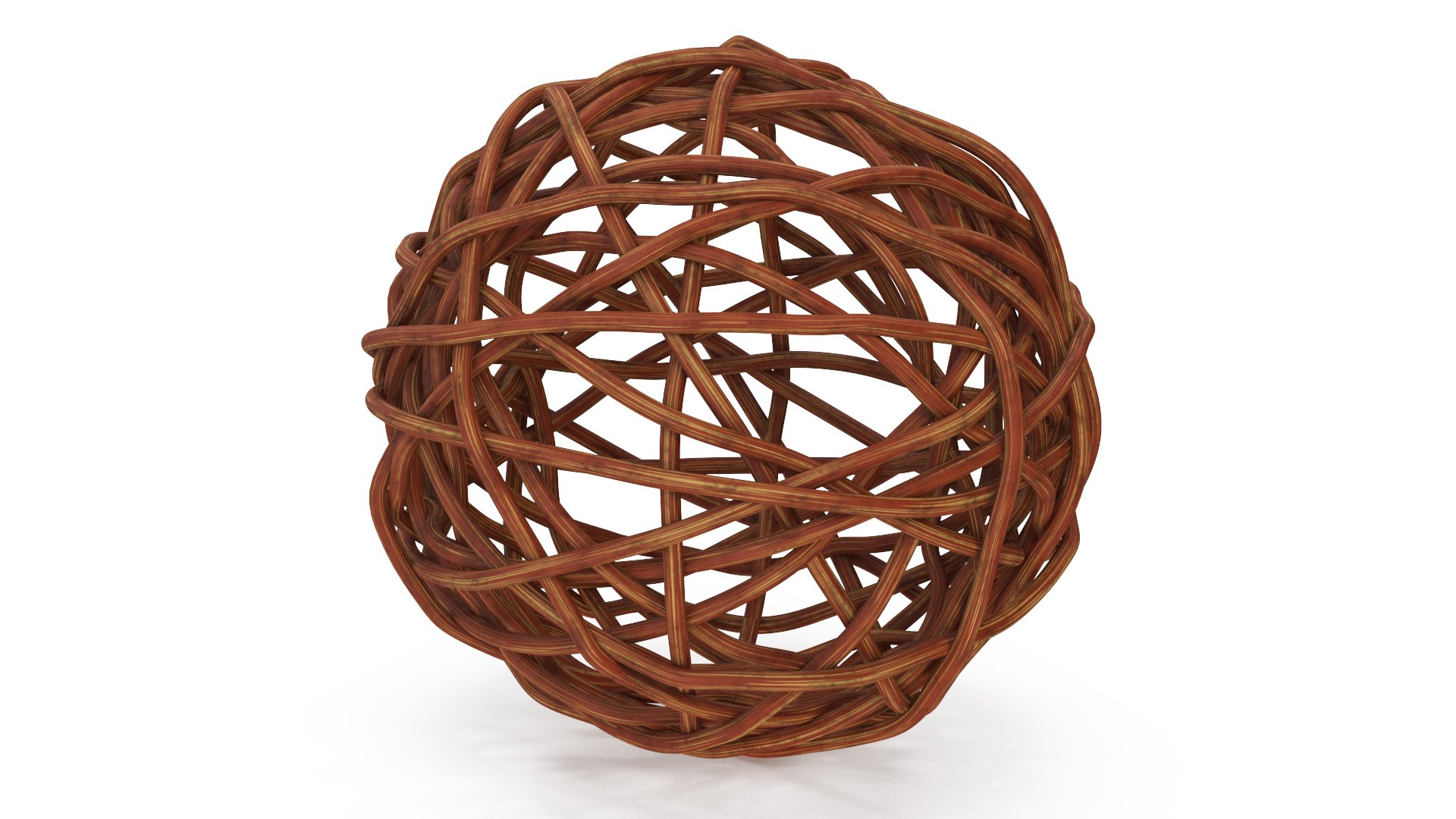 Wood Twig Rattan Wicker Ball Brown Model - TurboSquid 2078182