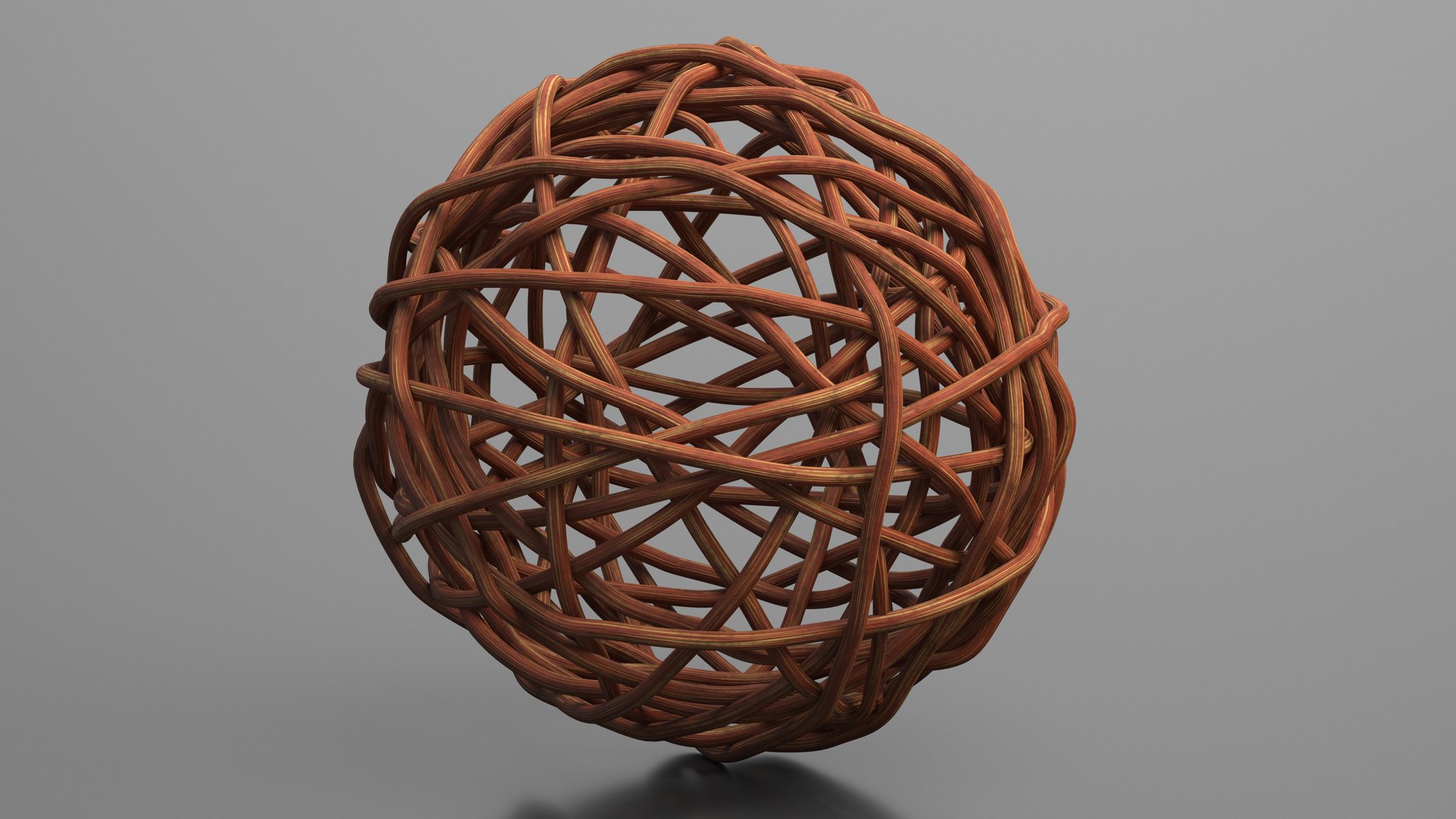 Wood Twig Rattan Wicker Ball Brown Model - TurboSquid 2078182
