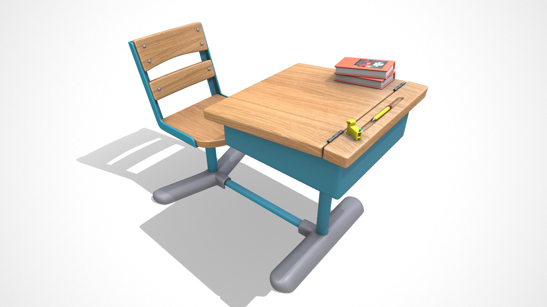 3D Cartoon School Desk Model - TurboSquid 1658393