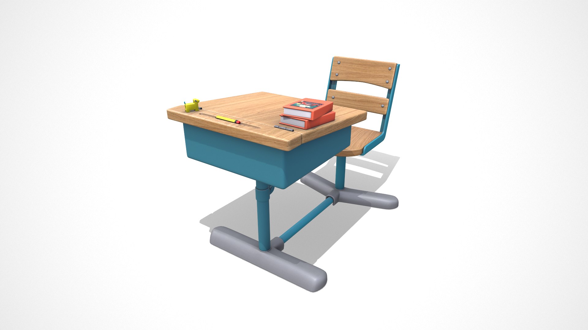 3D Cartoon School Desk Model - TurboSquid 1658393