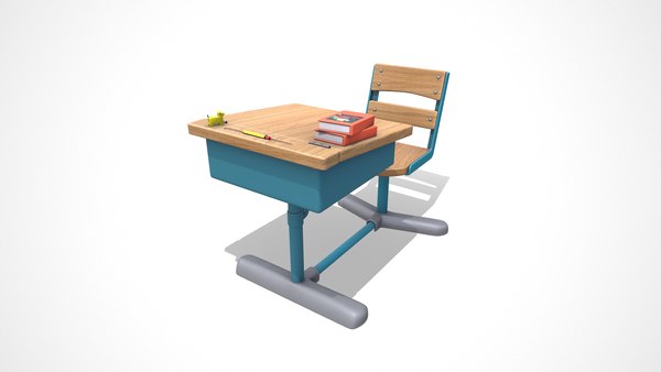 3D cartoon school desk model - TurboSquid 1658393