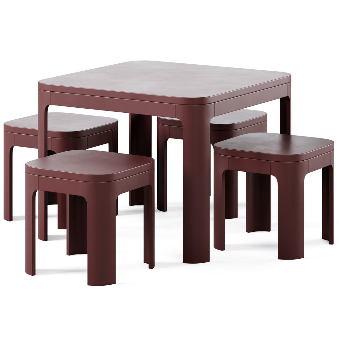Table And Stools Flexa 3D Model - TurboSquid 2396227
