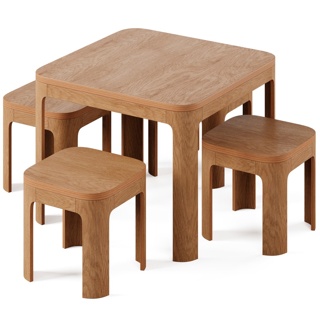 Table And Stools Flexa 3D Model - TurboSquid 2396227