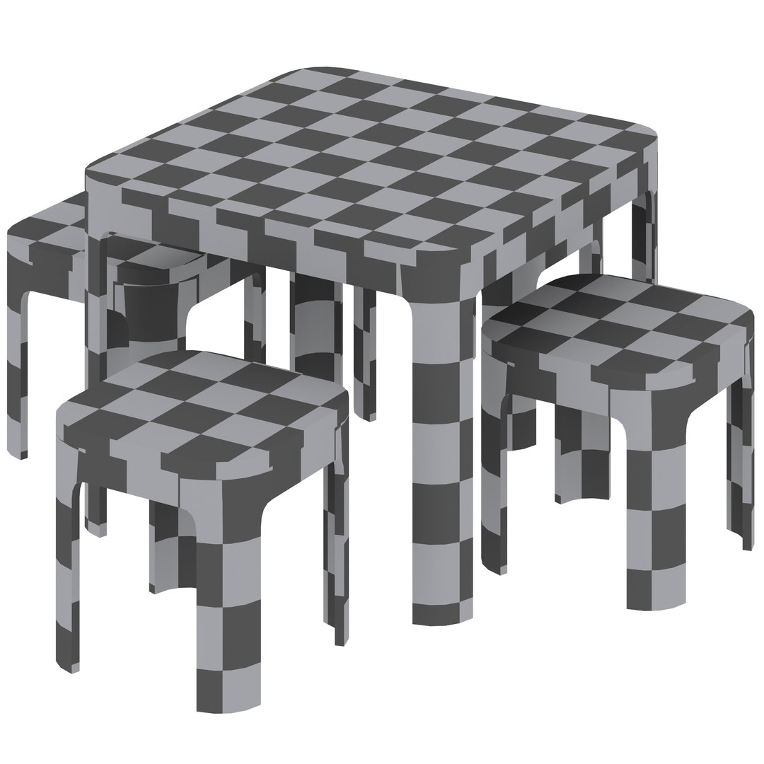 Table And Stools Flexa 3D Model - TurboSquid 2396227