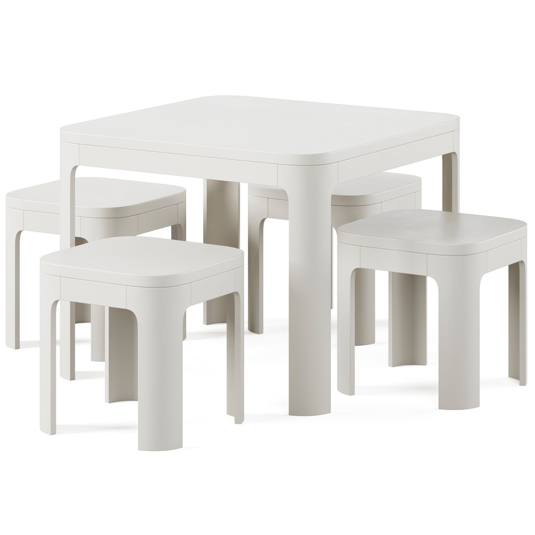 Table And Stools Flexa 3D Model - TurboSquid 2396227