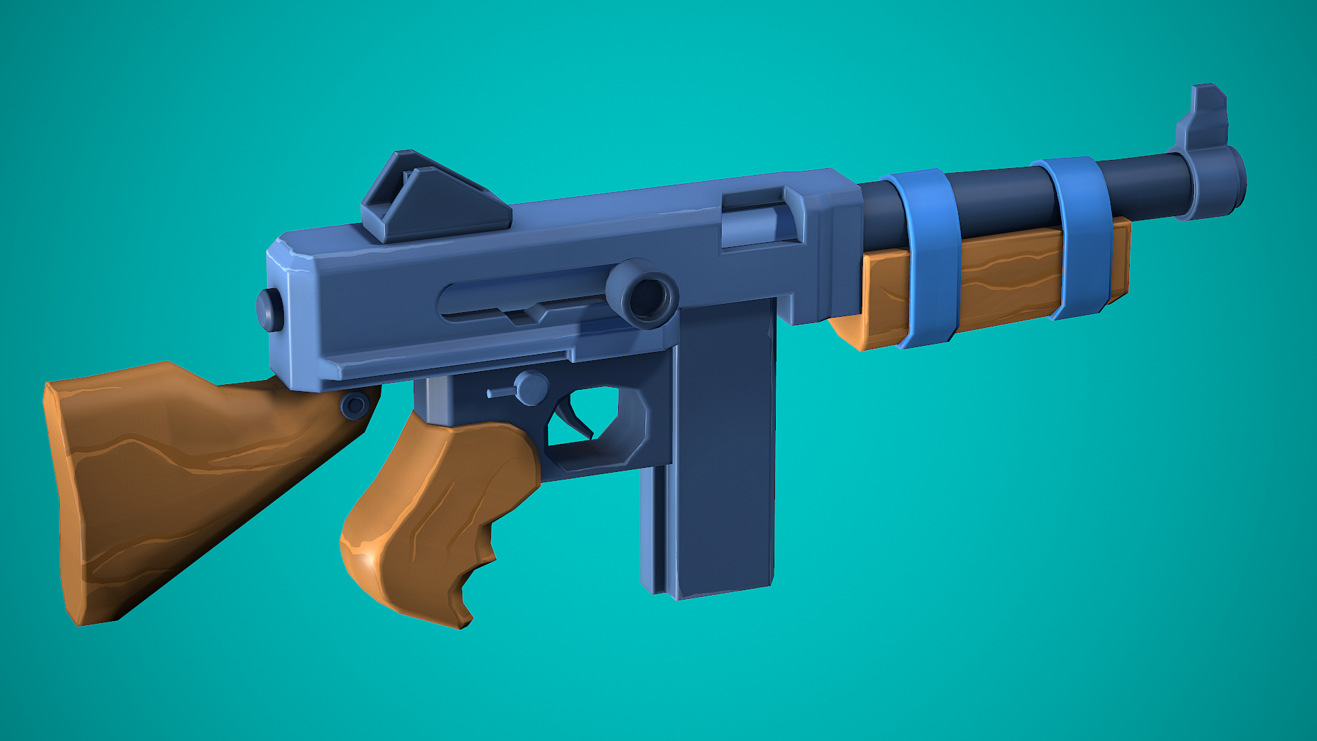 Stylized Thompson M1A1 Low Poly 3D Model - TurboSquid 2033410