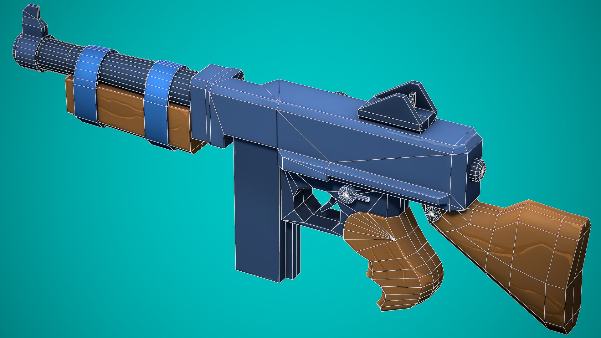 Stylized Thompson M1A1 Low Poly 3D Model - TurboSquid 2033410
