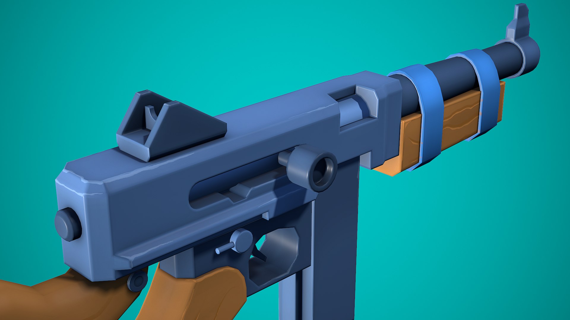 Stylized Thompson M1A1 Low Poly 3D Model - TurboSquid 2033410