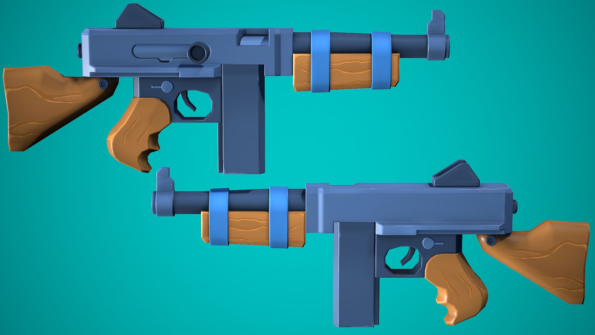 Stylized Thompson M1A1 Low Poly 3D Model - TurboSquid 2033410