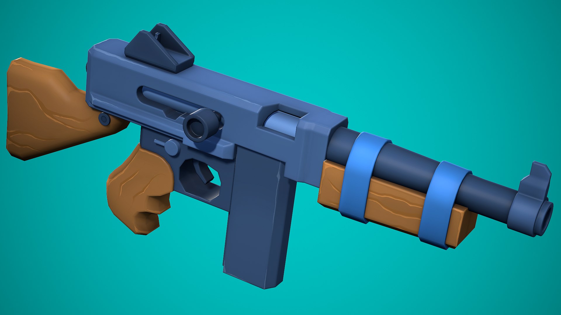 Stylized Thompson M1A1 Low Poly 3D Model - TurboSquid 2033410