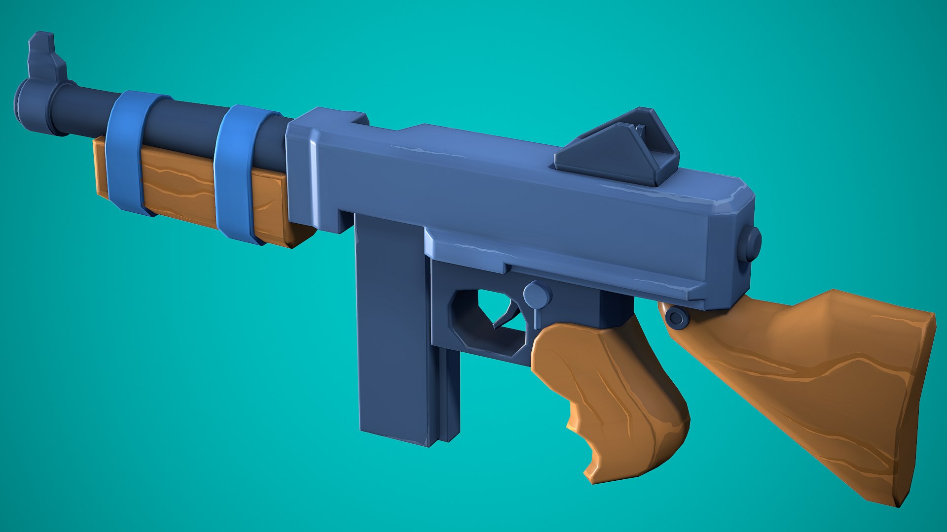 Stylized Thompson M1A1 Low Poly 3D Model - TurboSquid 2033410
