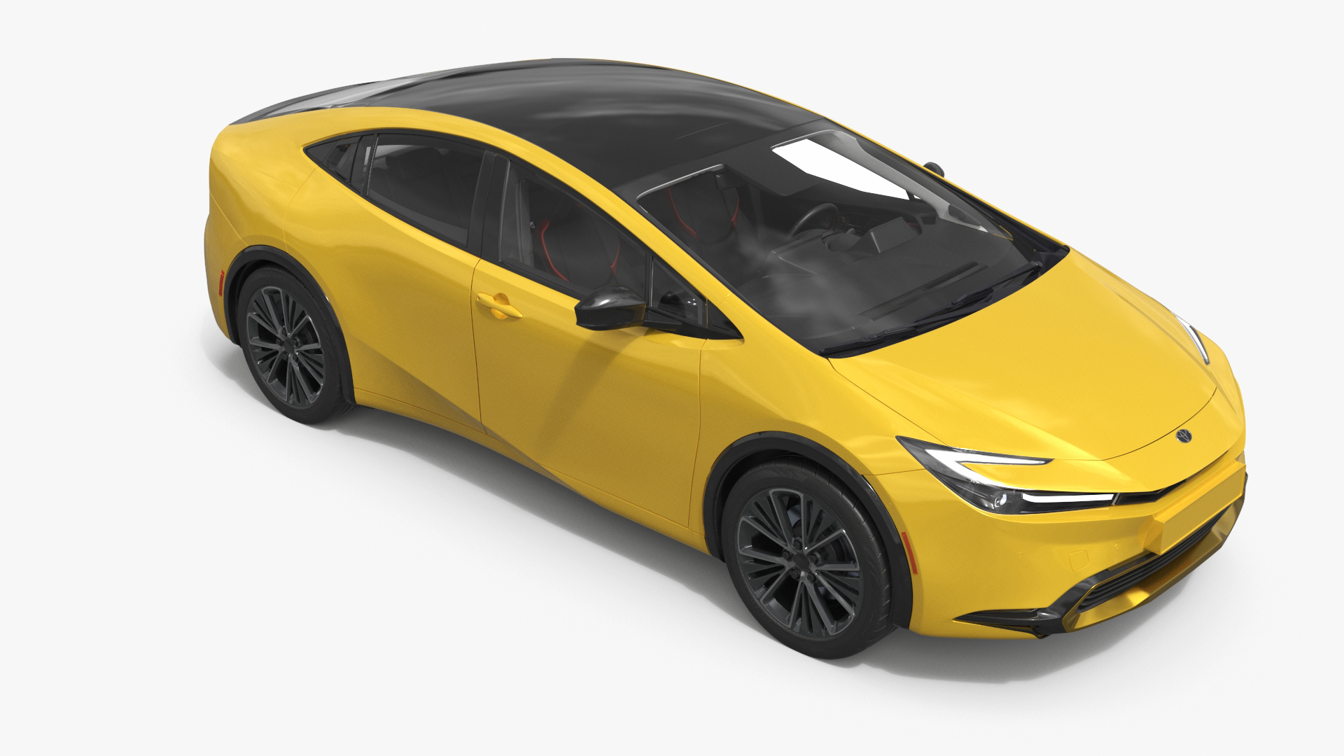 3D Toyota Prius Modern Hatchback 2025 Yellow Rigged For Cinema 4D ...