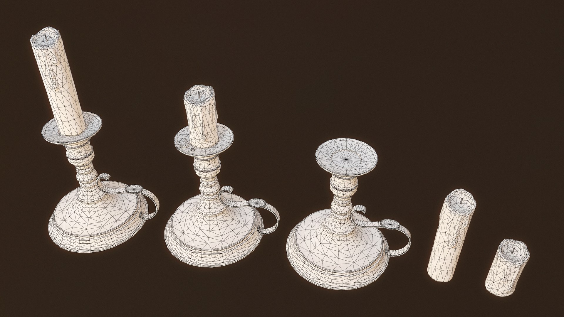 Candles Candlestick - PBR Game Ready 3D Model - TurboSquid 1859193