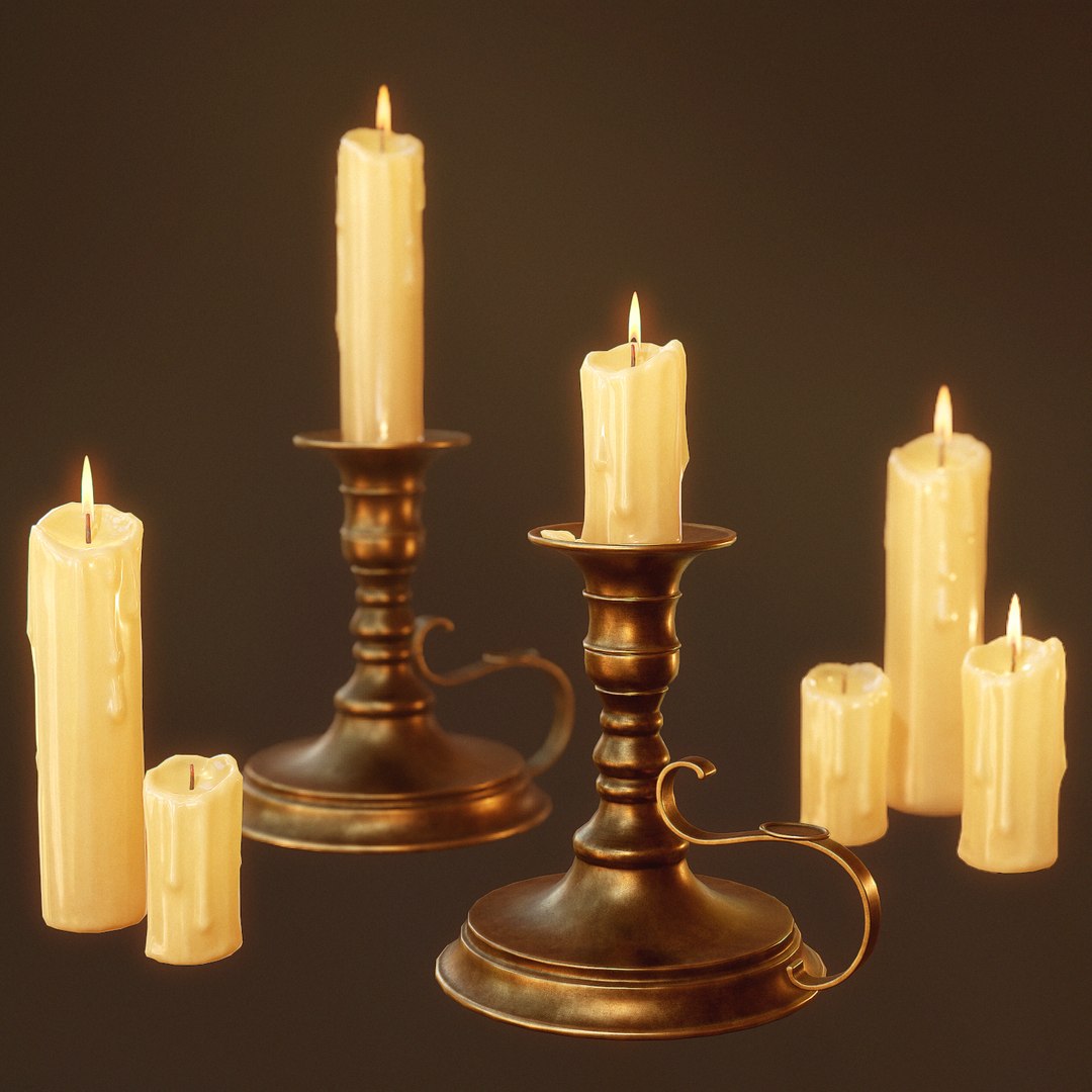Candles Candlestick - PBR Game Ready 3D Model - TurboSquid 1859193
