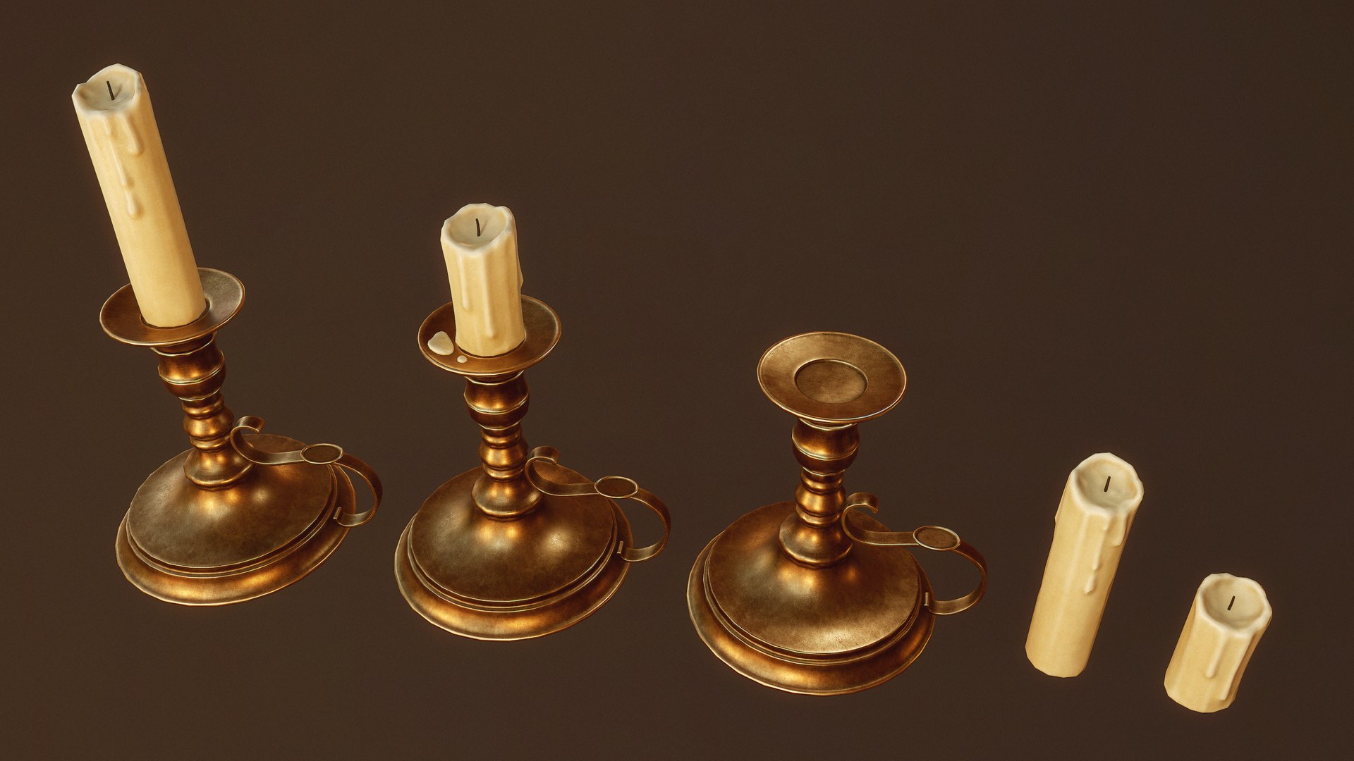 Candles Candlestick - PBR Game Ready 3D Model - TurboSquid 1859193
