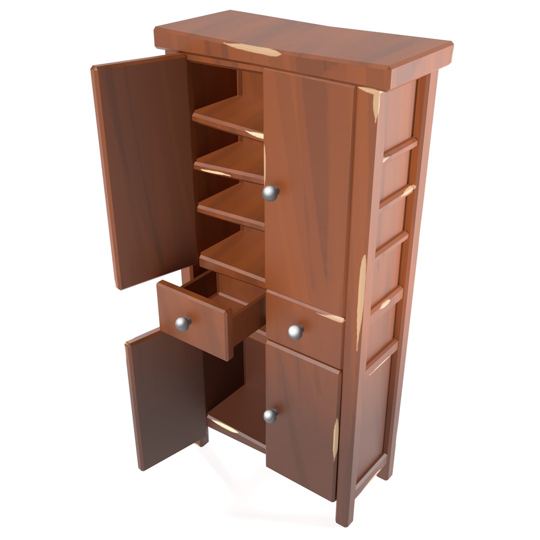 3D Lowpoly Stylized Wooden Cabinet Model - TurboSquid 2179926