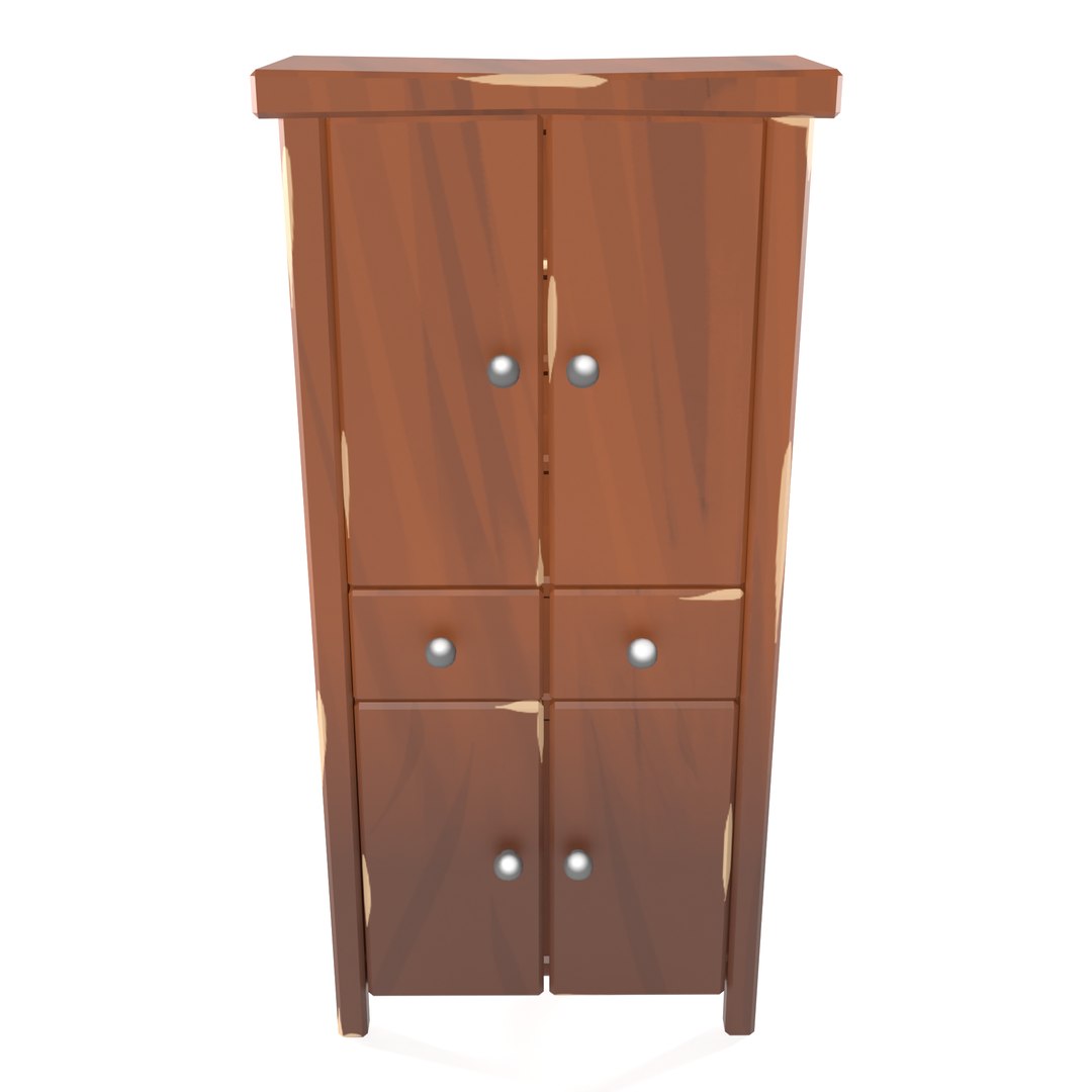 3D Lowpoly Stylized Wooden Cabinet Model - TurboSquid 2179926