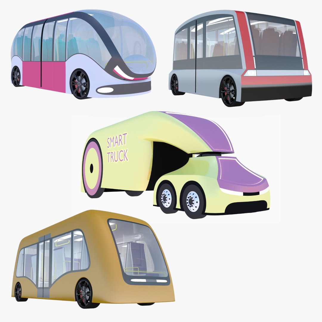 3D Shuttle Buses And Future Semitruck - TurboSquid 2058321