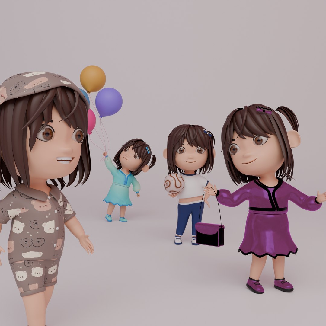 Ginny - Girl Rigged Character-3 3D Model - TurboSquid 2218360