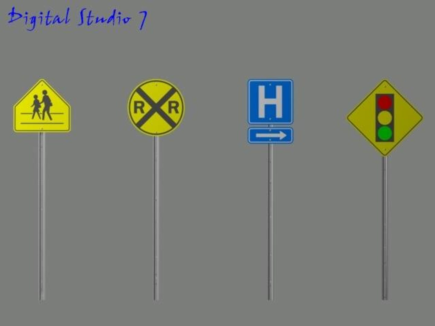 30 Road Signs 3d Model