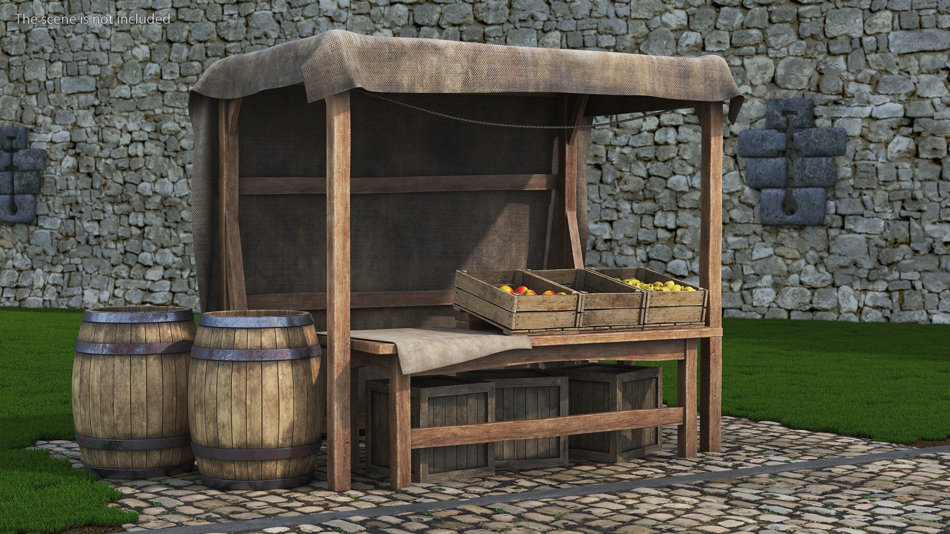 Fantasy Food Market Stall With Awning 3D Model - TurboSquid 2221515