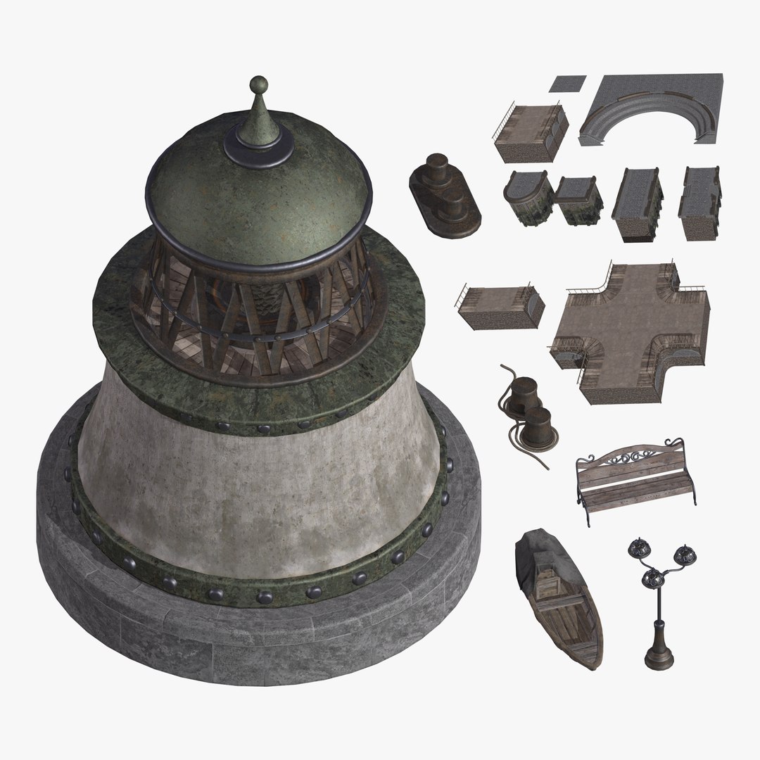 Steampunk Piers Model Pack Game Ready Kitbash Textured 3D Model - TurboSquid 2115365