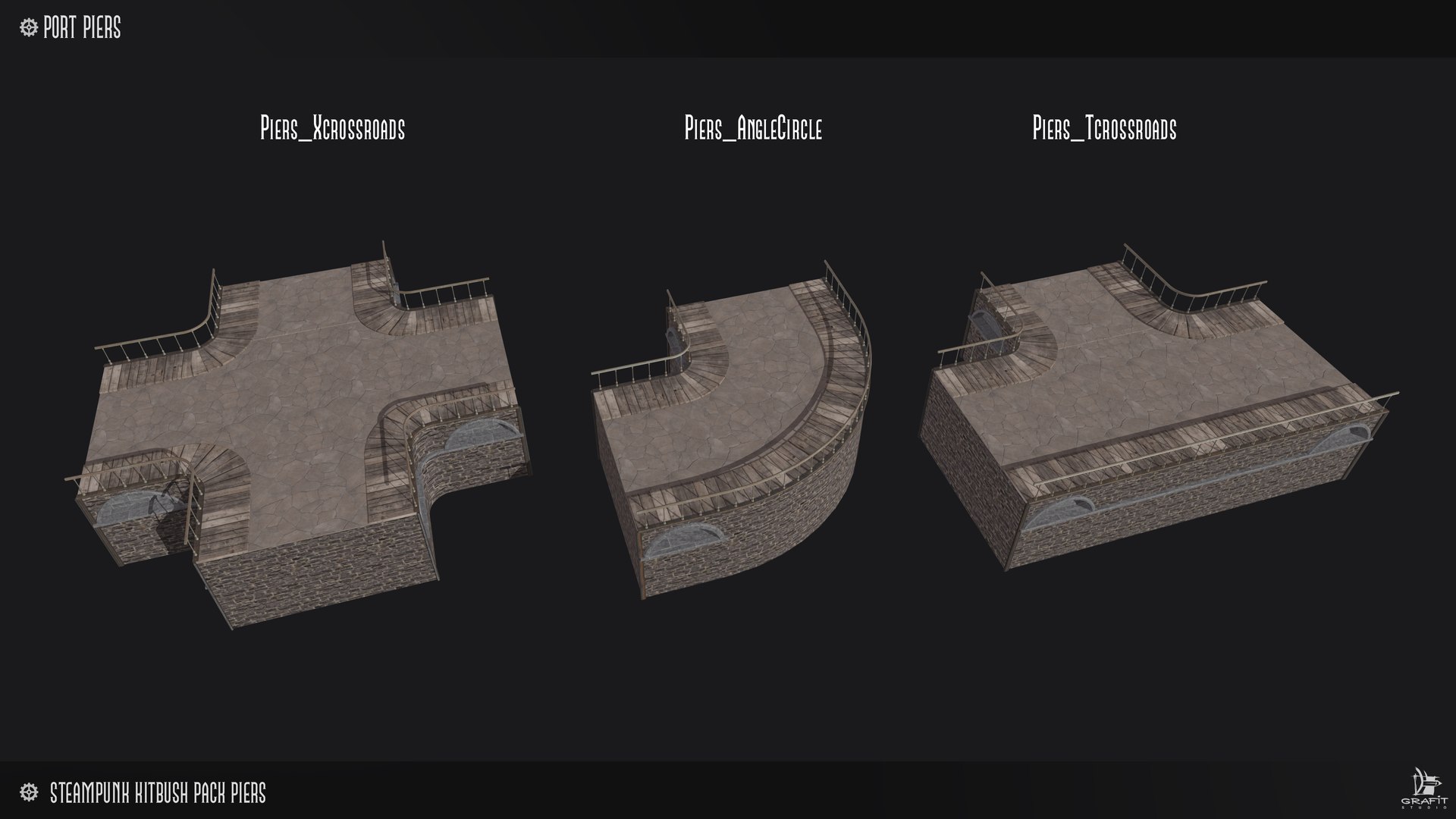 Steampunk Piers Model Pack Game Ready Kitbash Textured 3D model - TurboSquid 2115365