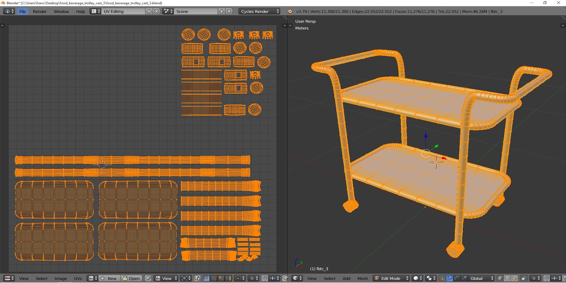 3d Model Of Food Beverage Trolley Cart