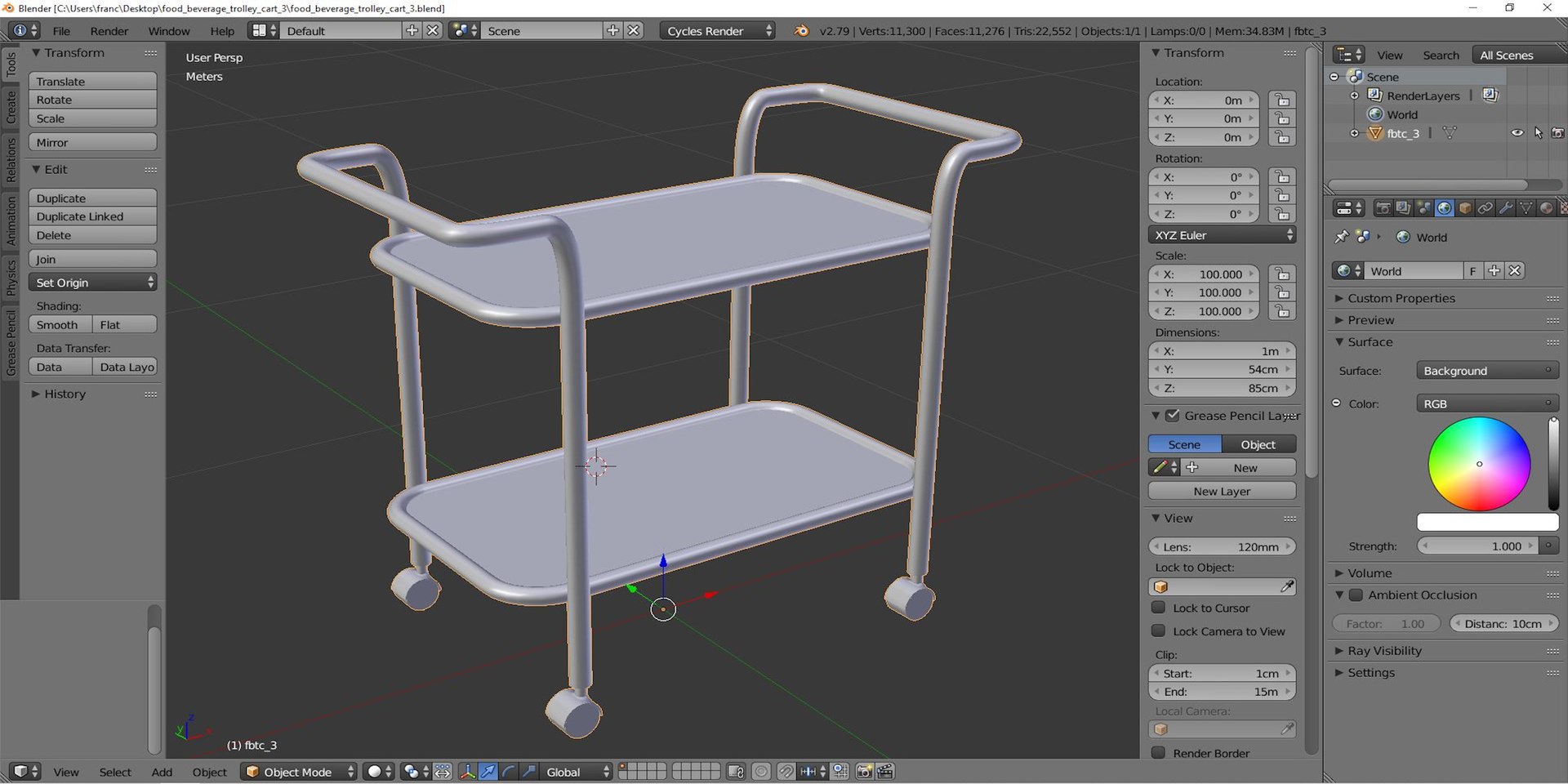 3d Model Of Food Beverage Trolley Cart