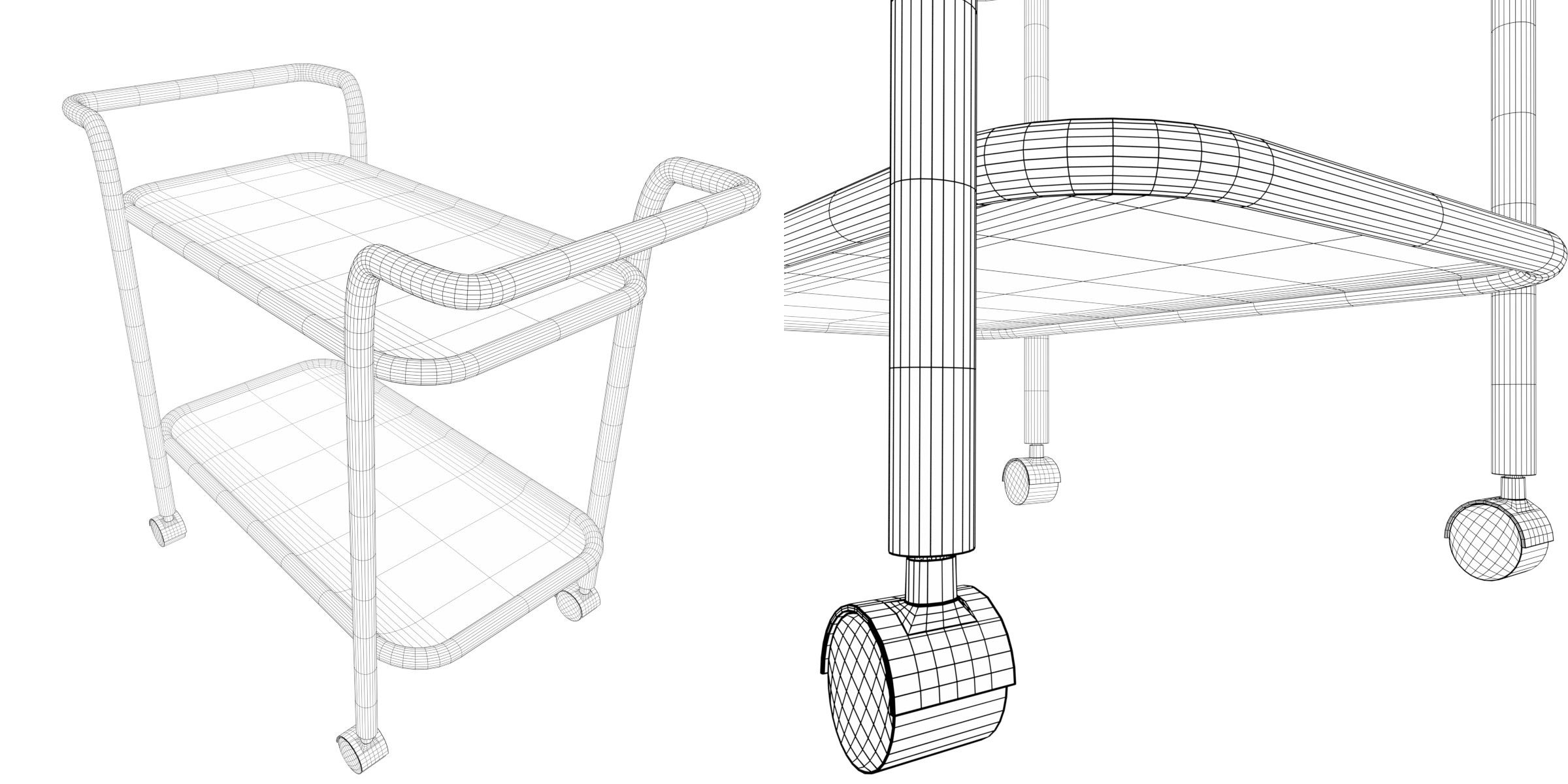 3d model of food beverage trolley cart