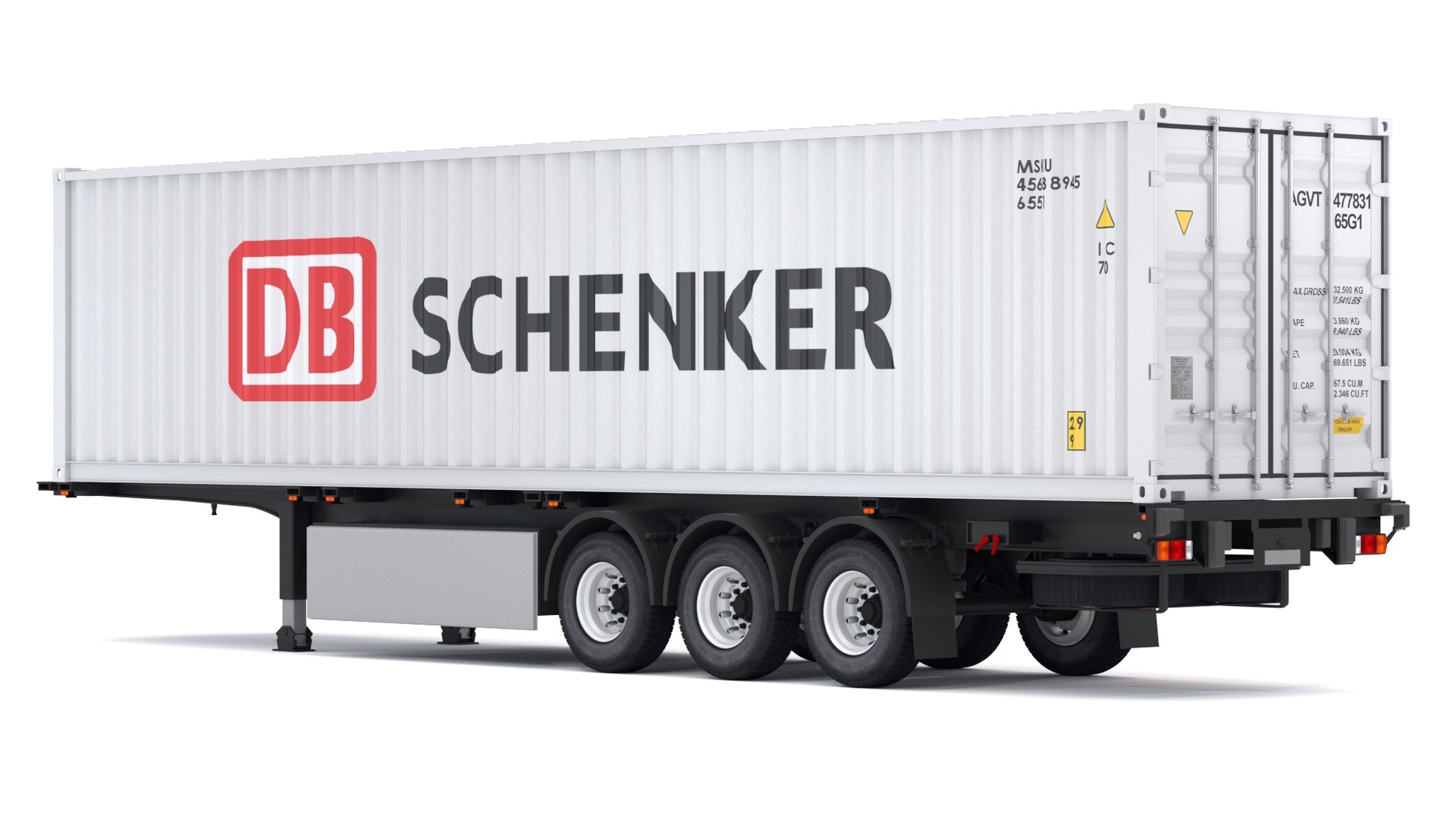 Chassis Semi Trailer with DB Schenker Shipping Container 3D model ...