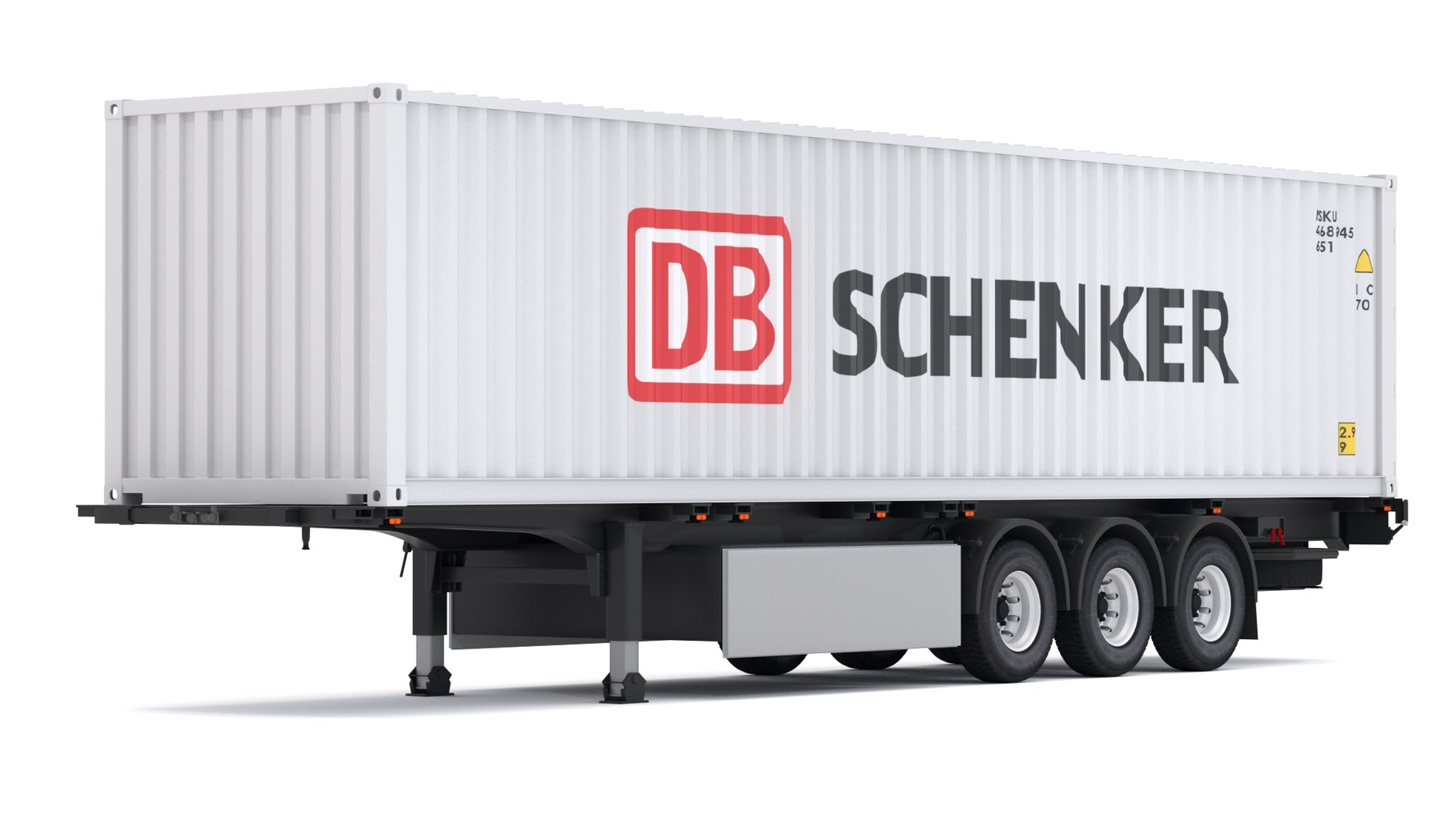 Chassis Semi Trailer with DB Schenker Shipping Container 3D model ...