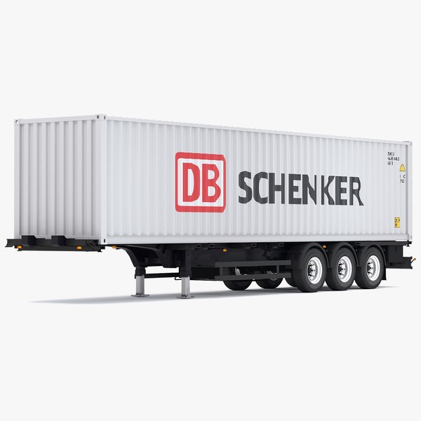 3D модель Chassis Semi Trailer with DB Schenker Shipping Container ...