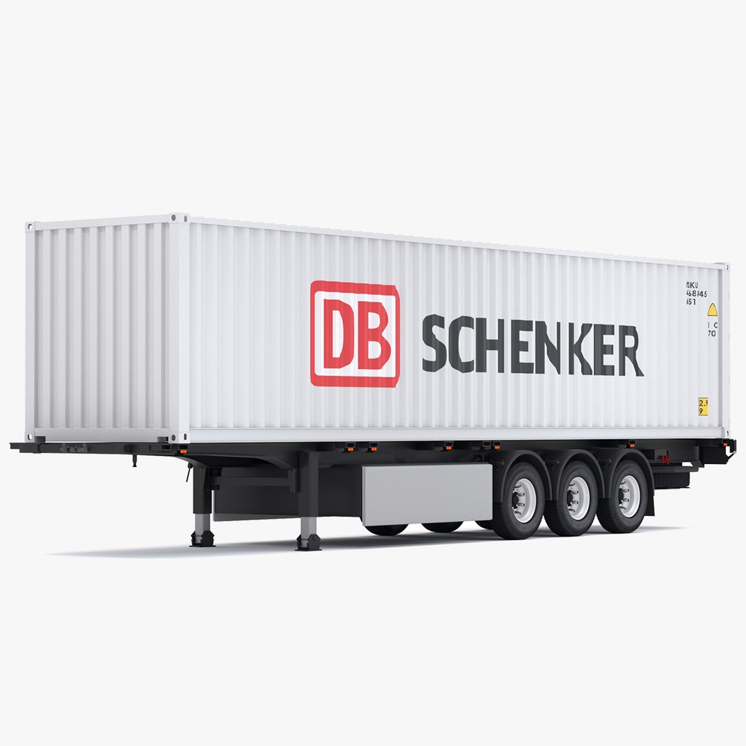Chassis Semi Trailer with DB Schenker Shipping Container 3D model ...