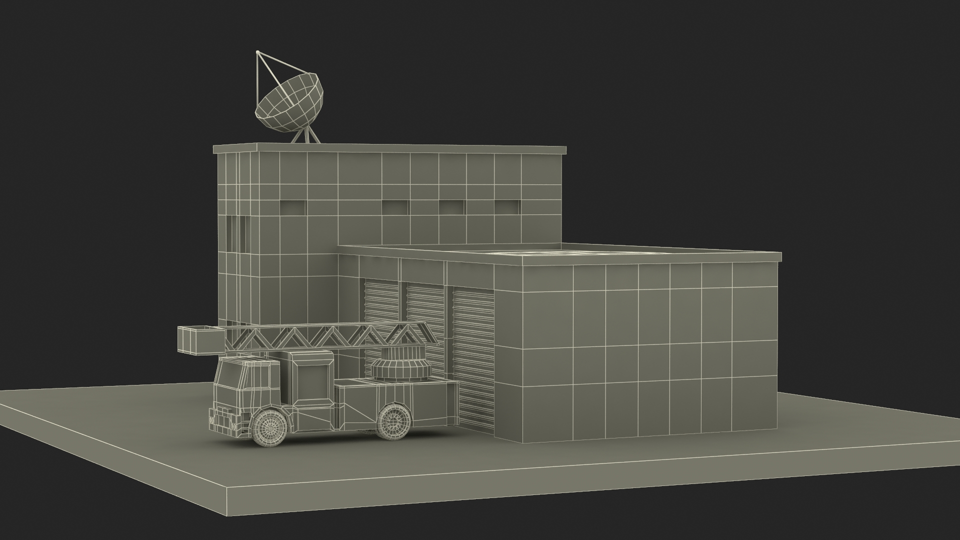 3D Model Low Poly Firehouse Building With Fire Truck Red - TurboSquid ...
