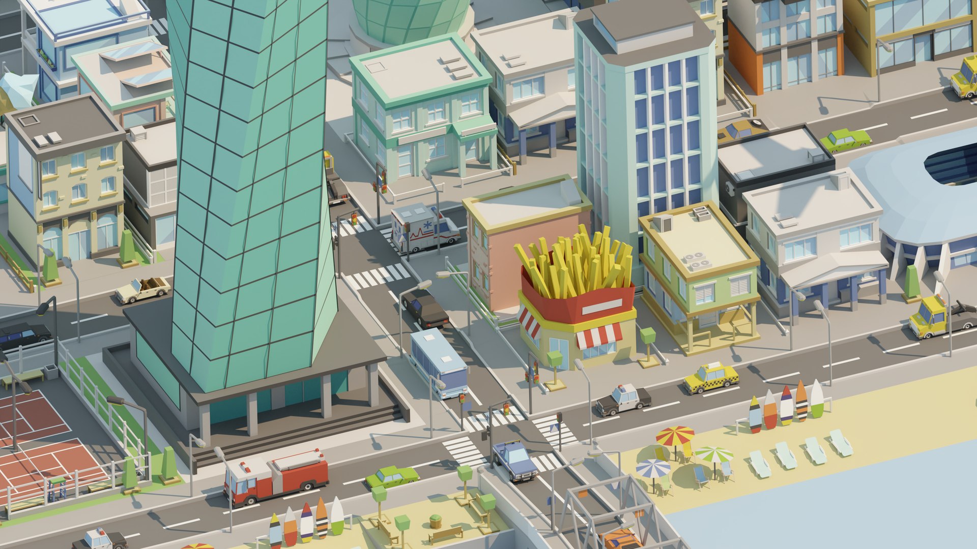 3D Tile Pack City Buildings - TurboSquid 1635916