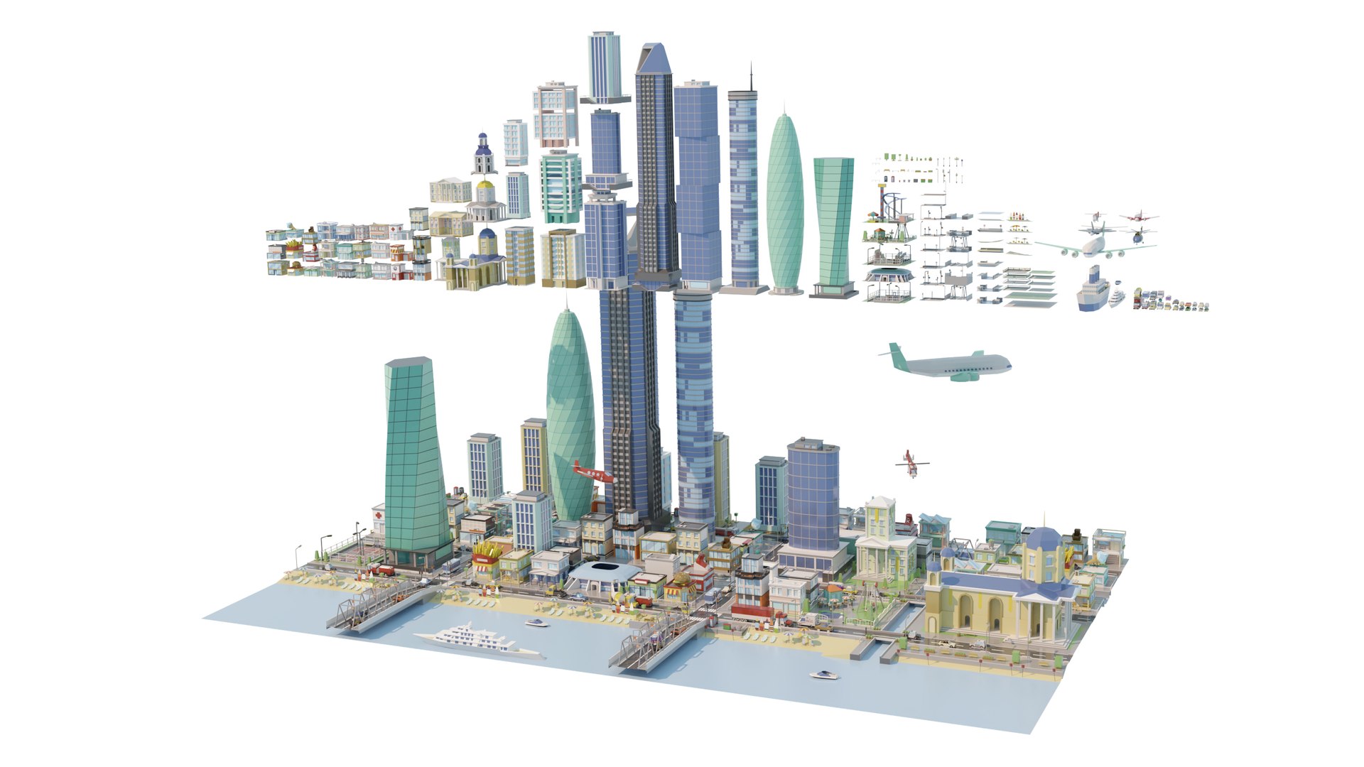 3D Tile Pack City Buildings - TurboSquid 1635916