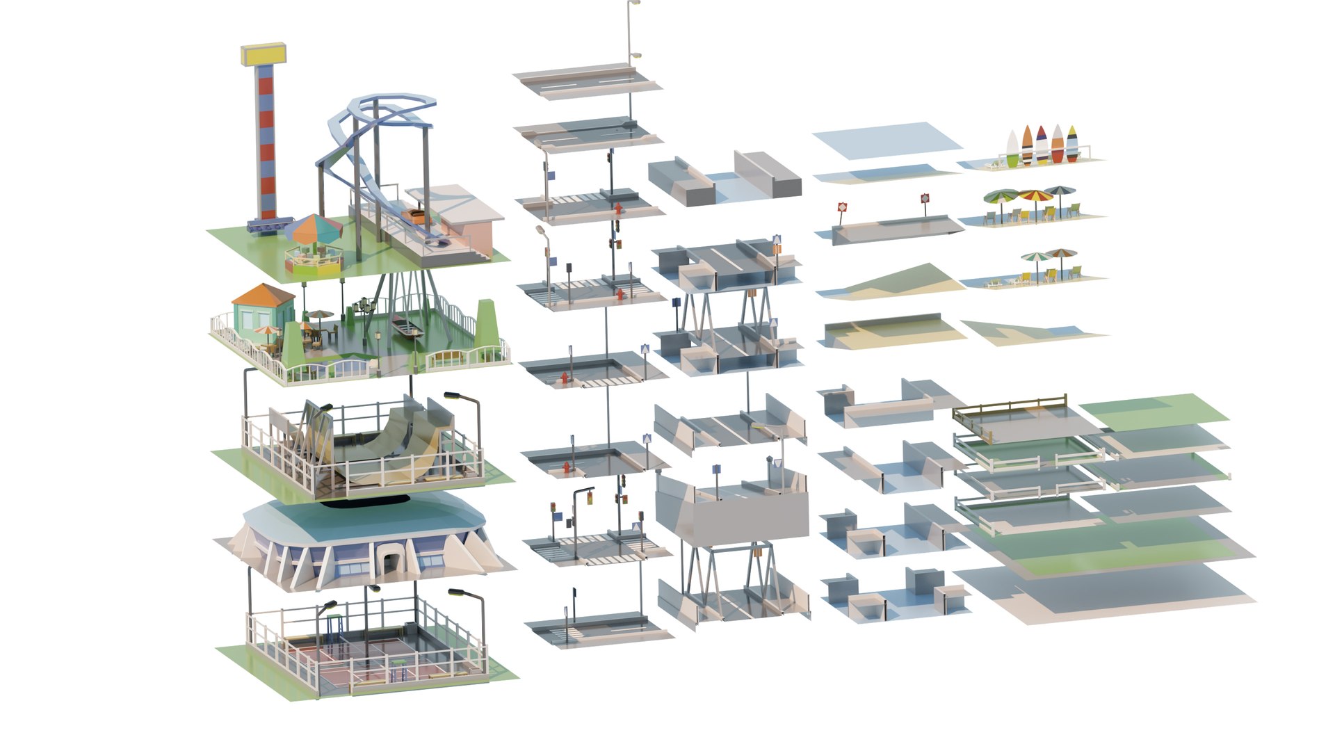 3D tile pack city buildings - TurboSquid 1635916