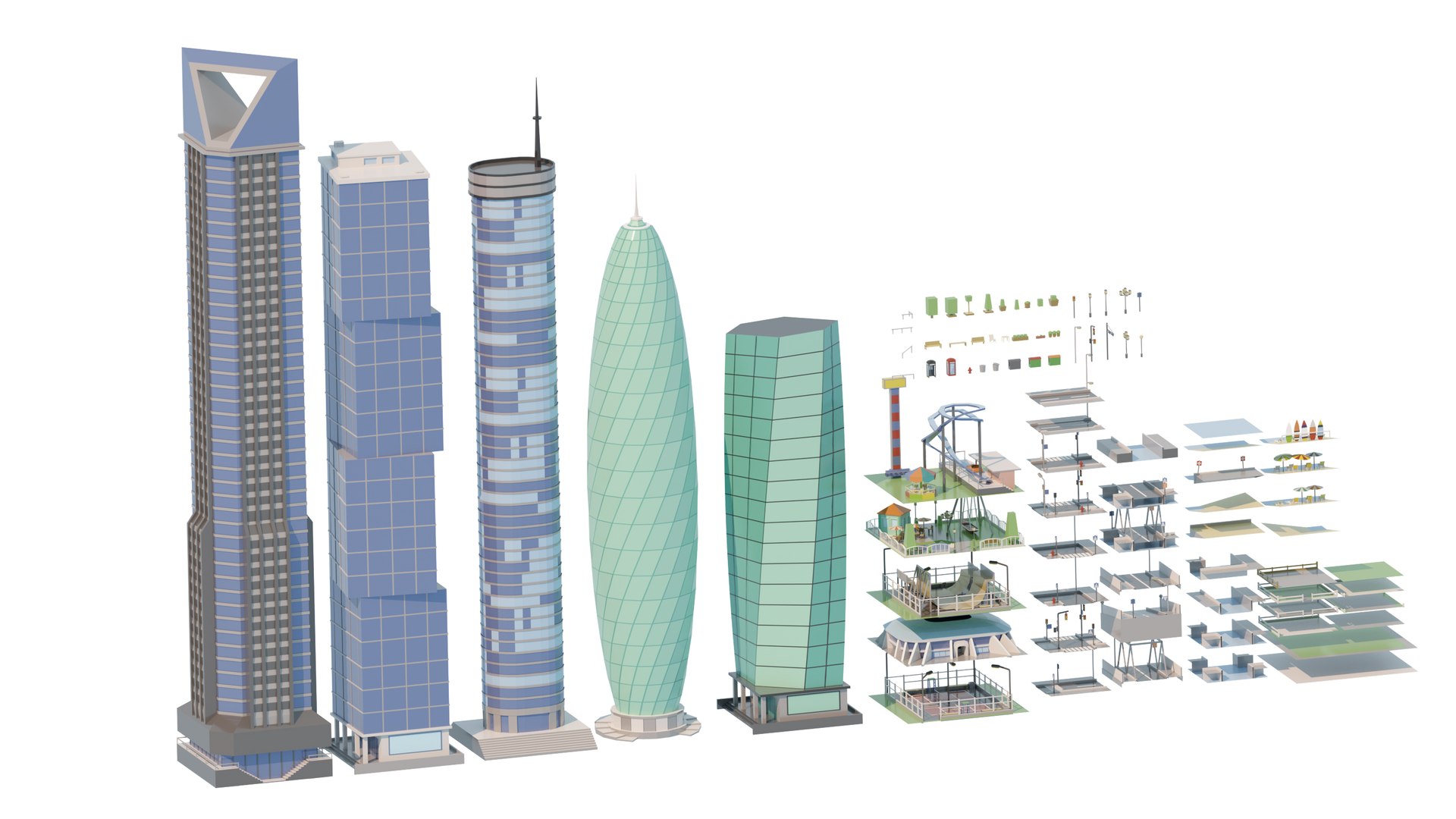 3D tile pack city buildings - TurboSquid 1635916