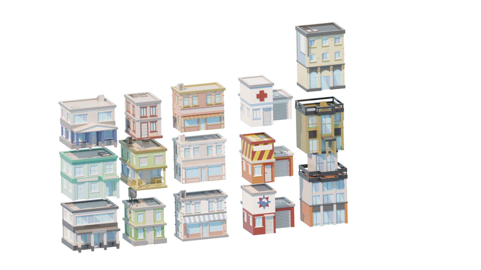 3D tile pack city buildings - TurboSquid 1635916