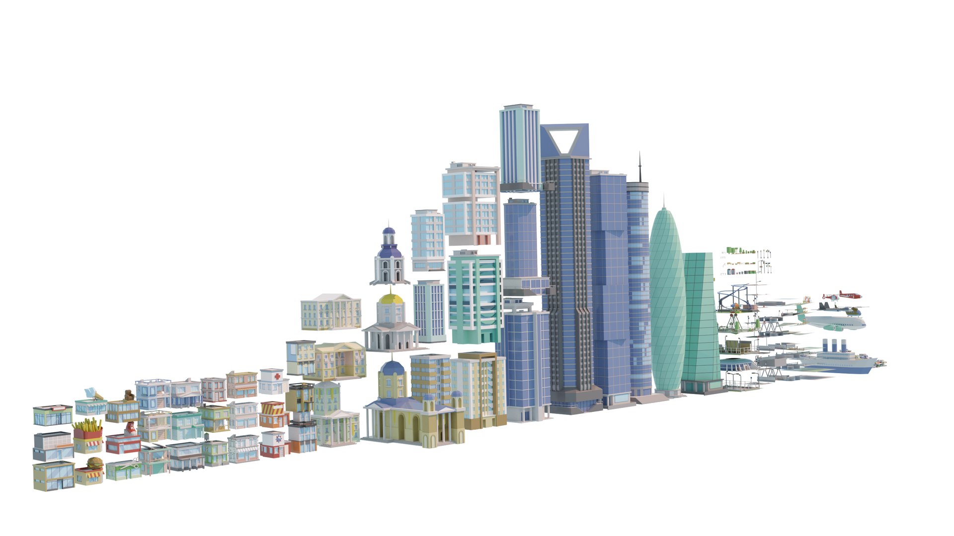 3D Tile Pack City Buildings - TurboSquid 1635916