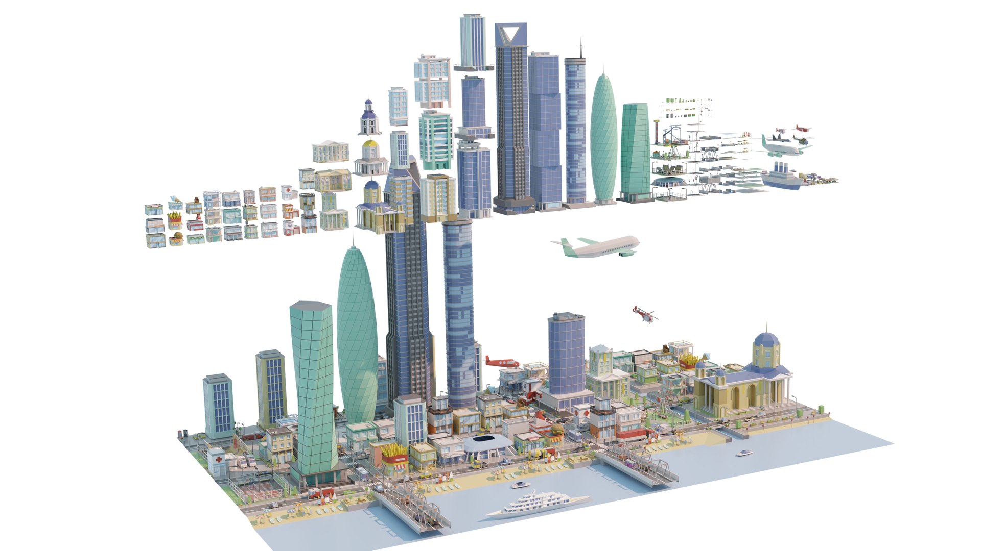 3D Tile Pack City Buildings - TurboSquid 1635916