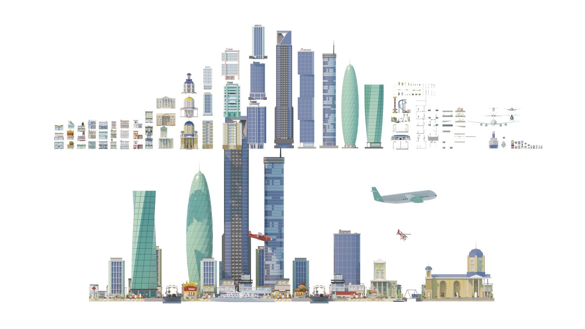 3D Tile Pack City Buildings - TurboSquid 1635916