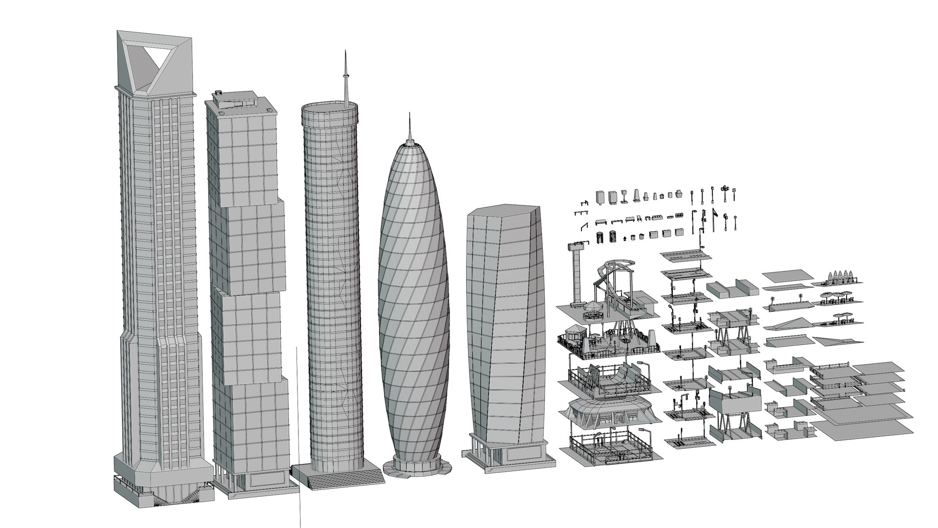 3D tile pack city buildings - TurboSquid 1635916