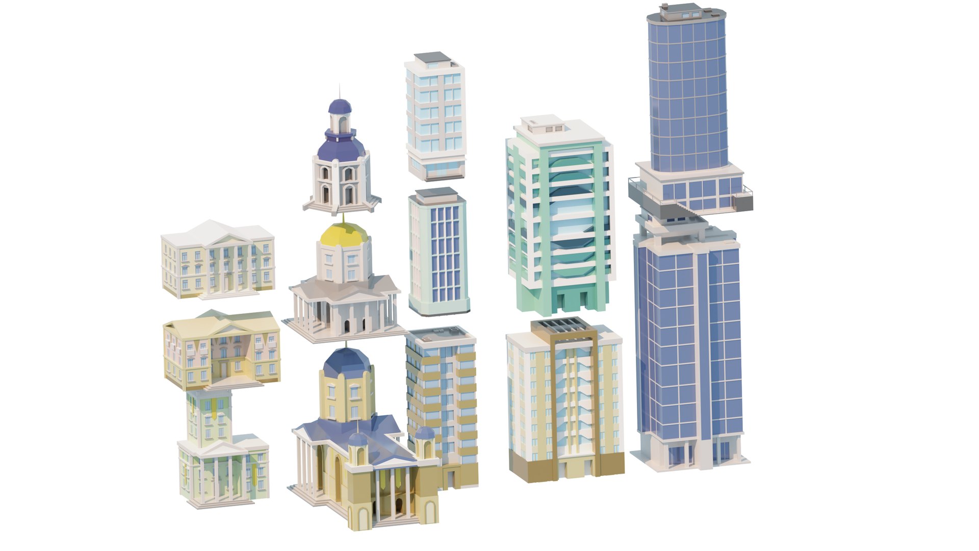 3D tile pack city buildings - TurboSquid 1635916
