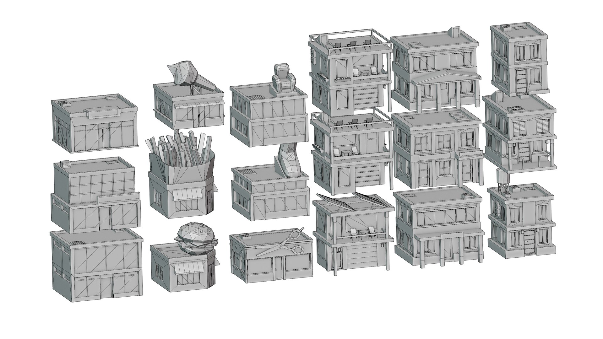 3D Tile Pack City Buildings - TurboSquid 1635916