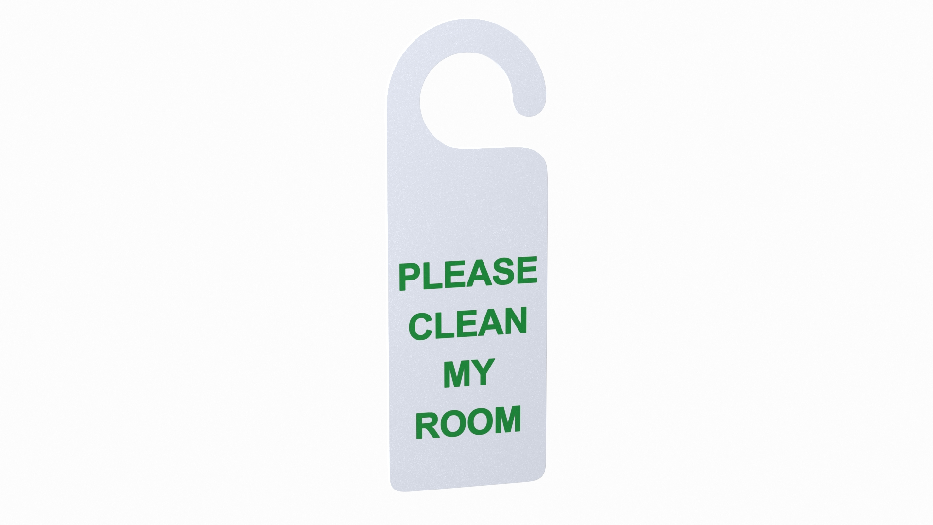 3D Door Hanger Tag Clean My Room White Green Model - TurboSquid 1888667
