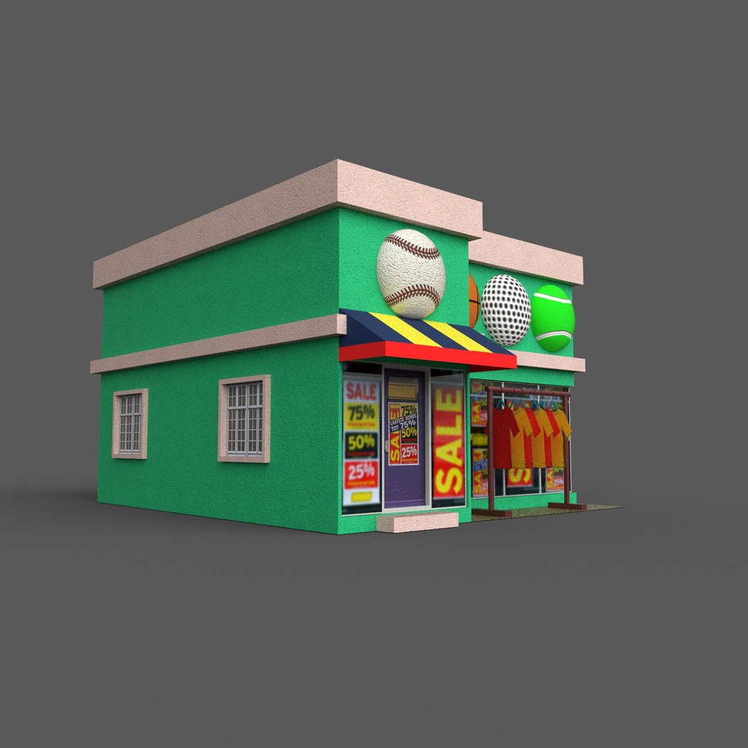3D cartoony sports store model - TurboSquid 1248236