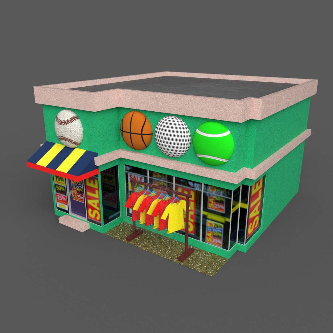 3D cartoony sports store model - TurboSquid 1248236